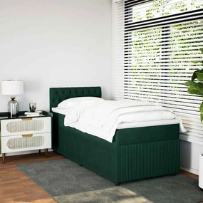 Box spring postel s matrací tmavě zelená 100x200 cm samet 3289971
