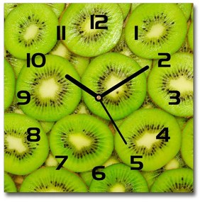 Wallmuralia Skleněné nástěnné hodiny čtverec Kiwi 30x30 cm