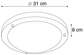 Moderní stropní svítidlo ocel 31 cm IP44 - Yuma