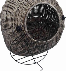 Přepravka pro kočku šedá 45 x 35 x 35 cm přírodní vrba 170904