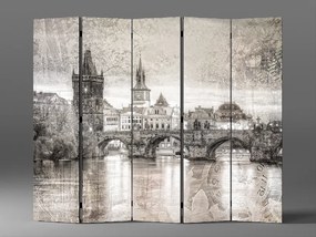 Paraván pohled na karlův most retro Rozměr: 225 x 180 cm