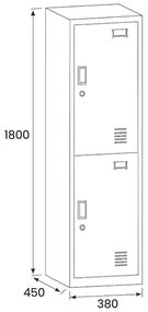 Šatní skříňka S3 dvoudveřová 1+1 ZDARMA, demont, cylindrický zámek, šedá/červená