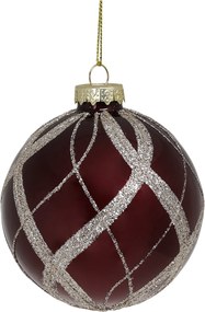 Vínová skleněná vánoční ozdoba Chic Bauble – Ø 8 cm