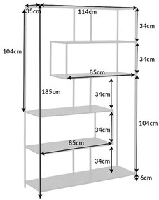 Invicta Kovová knihovna SLIM LINE 185x115 černá cm 42023
