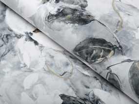 Biante Sametový povlak na polštář s lemem Tamara TMR-006 Designové květiny na šedém 40 x 60 cm