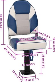 vidaXL 4dílné skládací sedadlo do člunu s vysokým opěradlem [3284332] Barva: Bílo-modrá