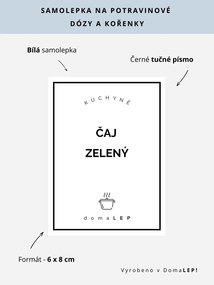 ČAJ ZELENÝ – bílá samolepka na dózu, tučné písmo, 6 × 8 cm | DomaLEP