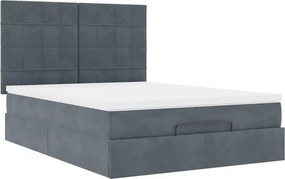 Osmanský rám postele s matracemi tmavě šedá 140x200cm samet 3314325