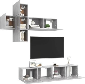 7dílný set TV skříněk betonově šedý dřevotříska 3079128