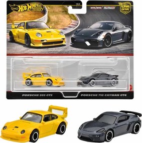 Hot wheels premium angličák 2 ks porsche 993 gt2 & porsche 718 cayman gt4