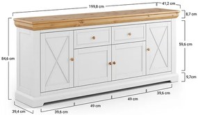 Bílý nábytek Komoda Marone Elite 2.4, dekor bílá-dřevo, masiv, borovice