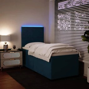 Box spring postel s matrací modrá 90 x 200 cm samet 3293108