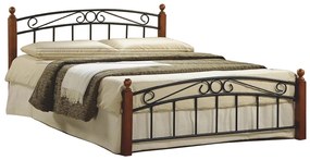 Manželská postel, třešeň / černý kov, 140x200, Tempo Kondela DOLORES