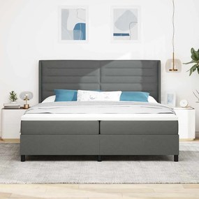 Postel s boxspringem s polštářem Tmavě šedá 200 x 200 cm textil 3341603