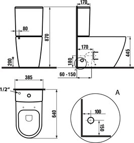 Sapho Sapho, TURKU RIMLESS WC kombi mísa zvýšená, sp./zad.odpad