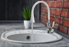 Invena Pogo, vysoká dřezová baterie 2-funkční, bílá-chrom, INV-BZ-80-L02-L