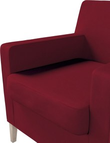 Potah na křeslo IKEA Karlstad barva červená látka pletený vzor