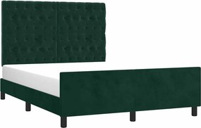 Rám postele bez matrace tmavě zelená 140 x 190 cm samet 3125937