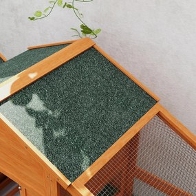 PawHut Zahradní Kurník pro 1-2 Slepice s Hnízdící Oblastí, Domem a Otevřeným Prostorem, Kurník z Modřínového Dřeva a Kovových Materiálů, 179x67x115 c…