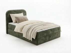 Čalouněná postel boxspring FORENA 90x200 cm tmavě zelená Matrace: Matrace Bonell pružinová