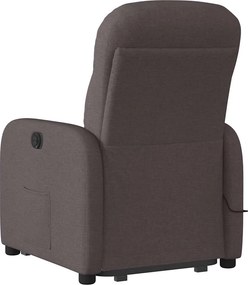 Zvedací masážní polohovací křeslo tmavě hnědé textil 3302987