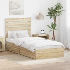 Postel s úložným prostorem se zásuvkou Sonoma dub 100 x 200 cm 3411590