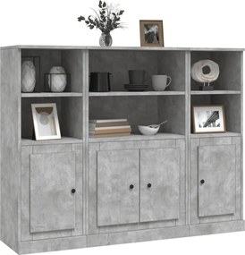 Příborníky 3 ks betonově šedé kompozitní dřevo 3185307