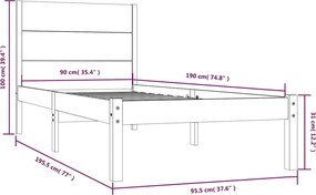 Rám postele masivní dřevo 90 x 190 cm Single 3104118
