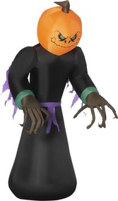Aosom 210 cm Nafukovací dýňový duch, Halloween hrůzostrašná dekorace s LED osvětlením, Halloween dekorace, vodotěsná vzdušná figura, polyester, pro i…