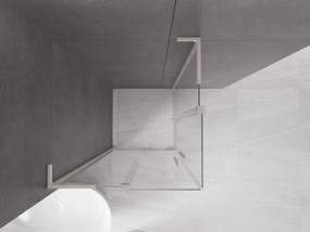 Mexen Velar L Duo, sprchový kout s posuvnými dveřmi 80 x 80 cm, 8mm čiré sklo, broušená ocel, 871-080-080-02-03-97