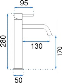 Rea Lungo, vysoká umyvadlová baterie h-280, měděná matná, REA-B1114