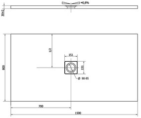 Polysan, FLEXIA sprchová vanička z litého mramoru s možností úpravy rozměru 150x80x3cm, 72901