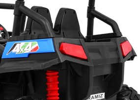 Ramiz Terénní bugina Strong pro děti modrá + pohon 4x4 + dálkové ovládání + nosič zavazadel + rádio MP3 + LED