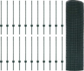 Svařovaná drátěná plotovina s tyčkami 50 x 0,8 m Zelená 3336510