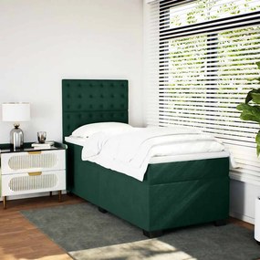 Box spring postel s matrací tmavě zelená 100x200 cm samet 3293149