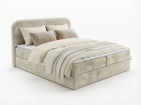 Čalouněná postel boxspring FORENA 160x200 cm krémová Matrace: Matrace Bonell pružinová