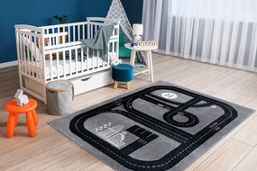Dywany Łuszczów, Dětský kusový koberec Fun Track grey, 80x150, šedá, dětský pokoj