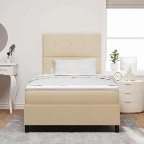 Postel s boxspringem s čelo Krémová 120 x 190 cm textil 3339453