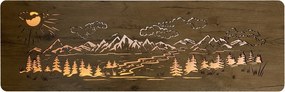 Li-Go "Hory, les" světelný obraz s baterií 120x40cm varianta ovládání: manuál/pohybové čidlo, provedení povrchu: dub