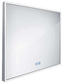 Nimco - Zrcadlo s LED osvětlením, 80x70 cm, dotykový senzor, hliník ZP 13003VX