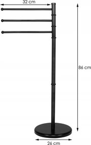 Držák na ručníky SPRINGOS BELA 3 černý