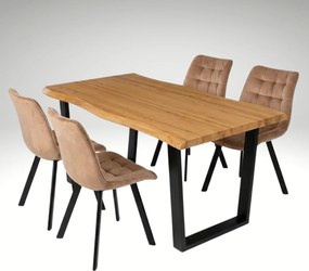 Vikio Jídelní set pro 4 osoby 160x90 cm dub noha U béžová židle VJS156-4BE-S