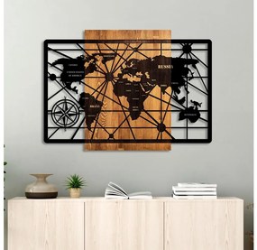 Asir Nástěnná dekorace 96x70 cm mapa dřevo/kov AS1723
