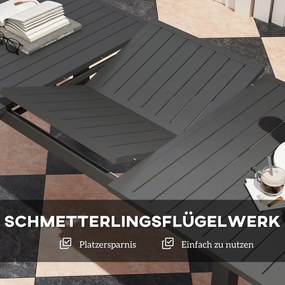 Rozkládací zahradní stůl Outsunny z hliníku 160/220x90 cm, odolný vůči povětrnostním vlivům, stůl na balkon, protiskluzový bufetový stůl pro 6-8 osob…