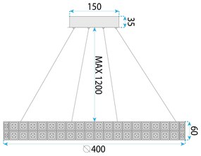 Toolight Závěsné LED osvětlení Urban B15 MS004-CP 40 cm chrom