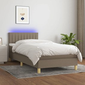 Box spring postel s matrací a LED taupe 90x200 cm textil,  3133849