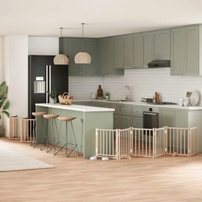 Zábrana pro psy s dvířky skládací 15 panelů 750 cm topol 3155699
