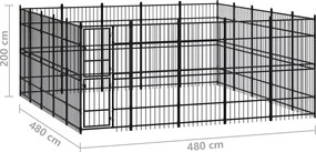 vidaXL Venkovní psí kotec ocel 23,04 m² [3097989]