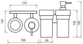 Nimco Držák dávkovače a sklenky Keira chrom KE 2205831W-T-26