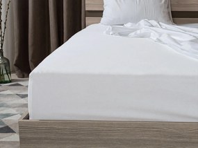Sada krepového povlečení TREEVELLA POLY zelené + prostěradlo Jersey 180 x 200 cm bílé, dvoulůžko